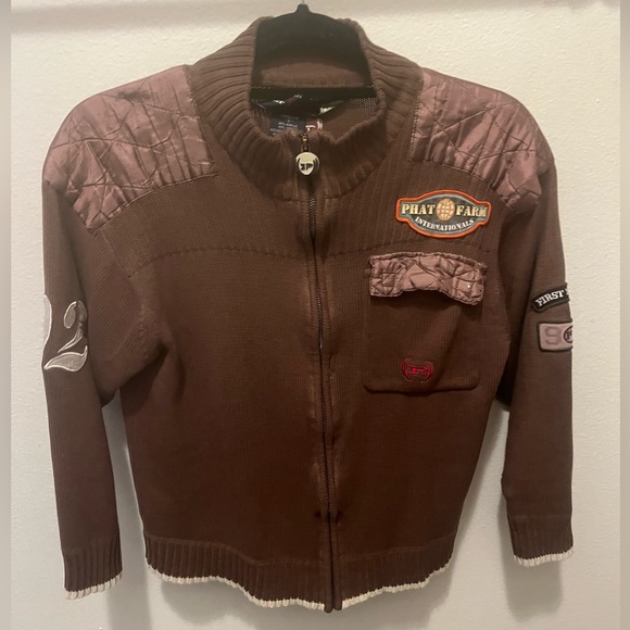 Phat Farm | Sweaters | Vintage Y2k Phat Farm Brown Zip Sweater Patch ...